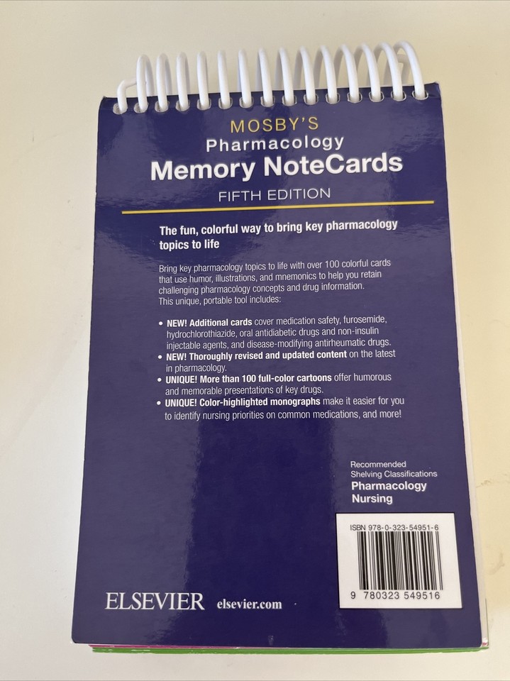 Mosby's Pharmacology Memory NoteCards : Visual, Mnemonic, and Memory ...