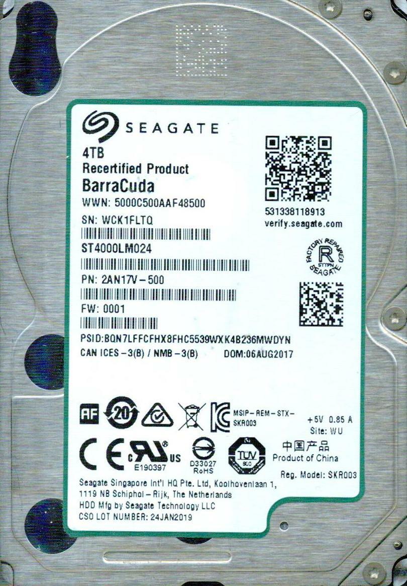 ST4000LM024, 2AN17V-500, 0001, WU, WCK1 SEAGATE SATA 4TB AUG 2017 | eBay