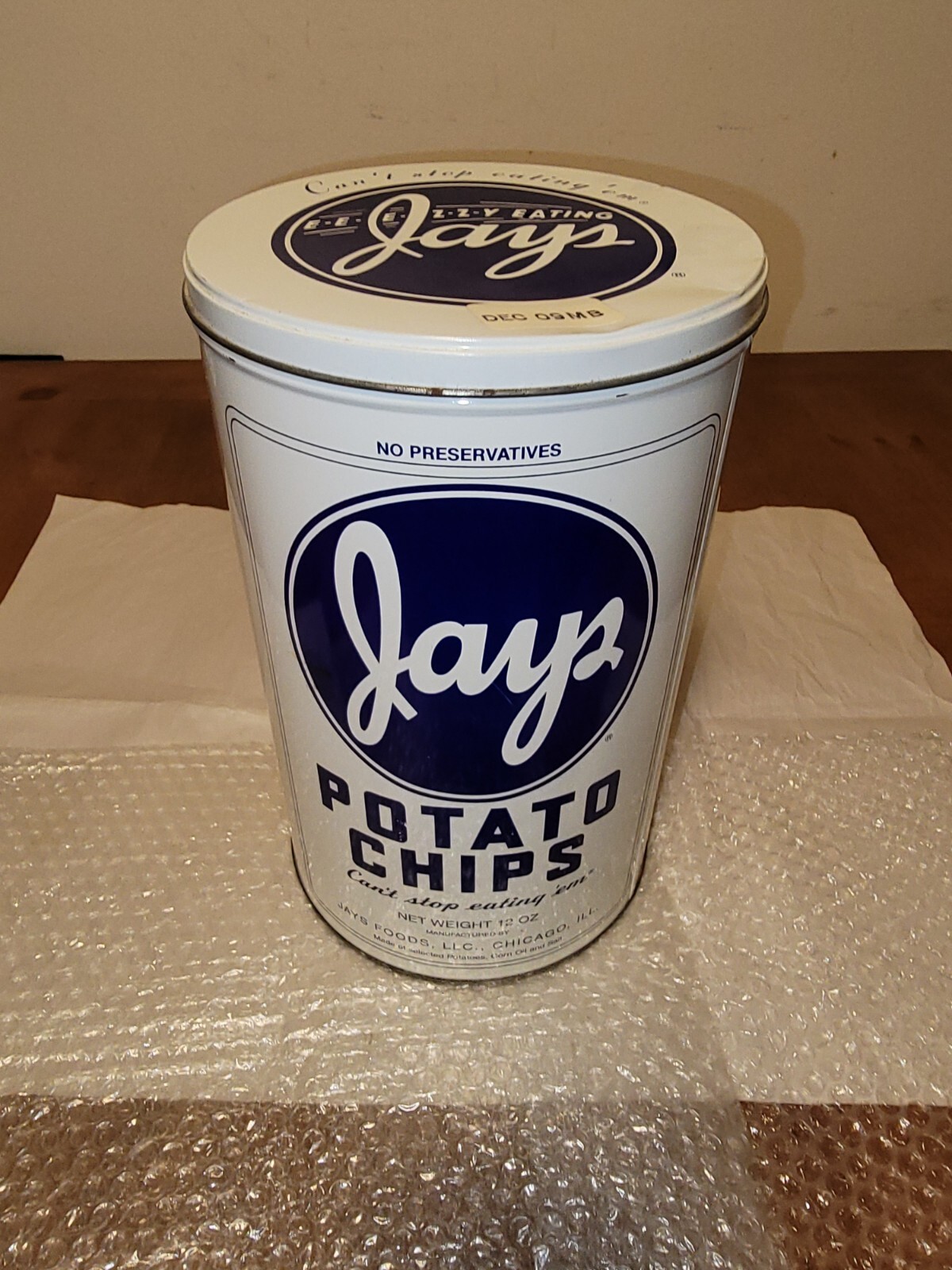 Vintage Metal Chip Snack Tin Jays Potato Chips Chicago Illinois. Bag Is ...
