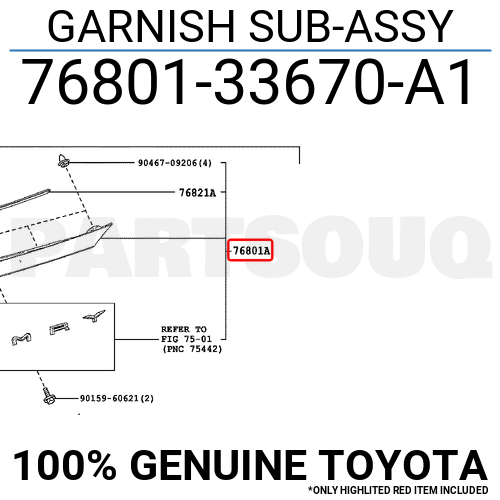 7680133670A1 Genuine Toyota GARNISH SUB-ASSY 76801-33670-A1 | eBay