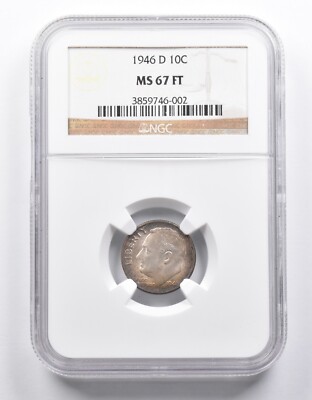 MS67 FT 1946-D Roosevelt Dime NGC Insane Color *0916 | eBay