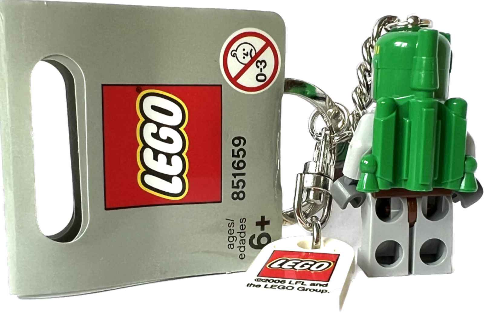 STAR WARS LEGO BOBA FETT KEYRING ORIGINAL RARE TILE GREY HANG TAG ...