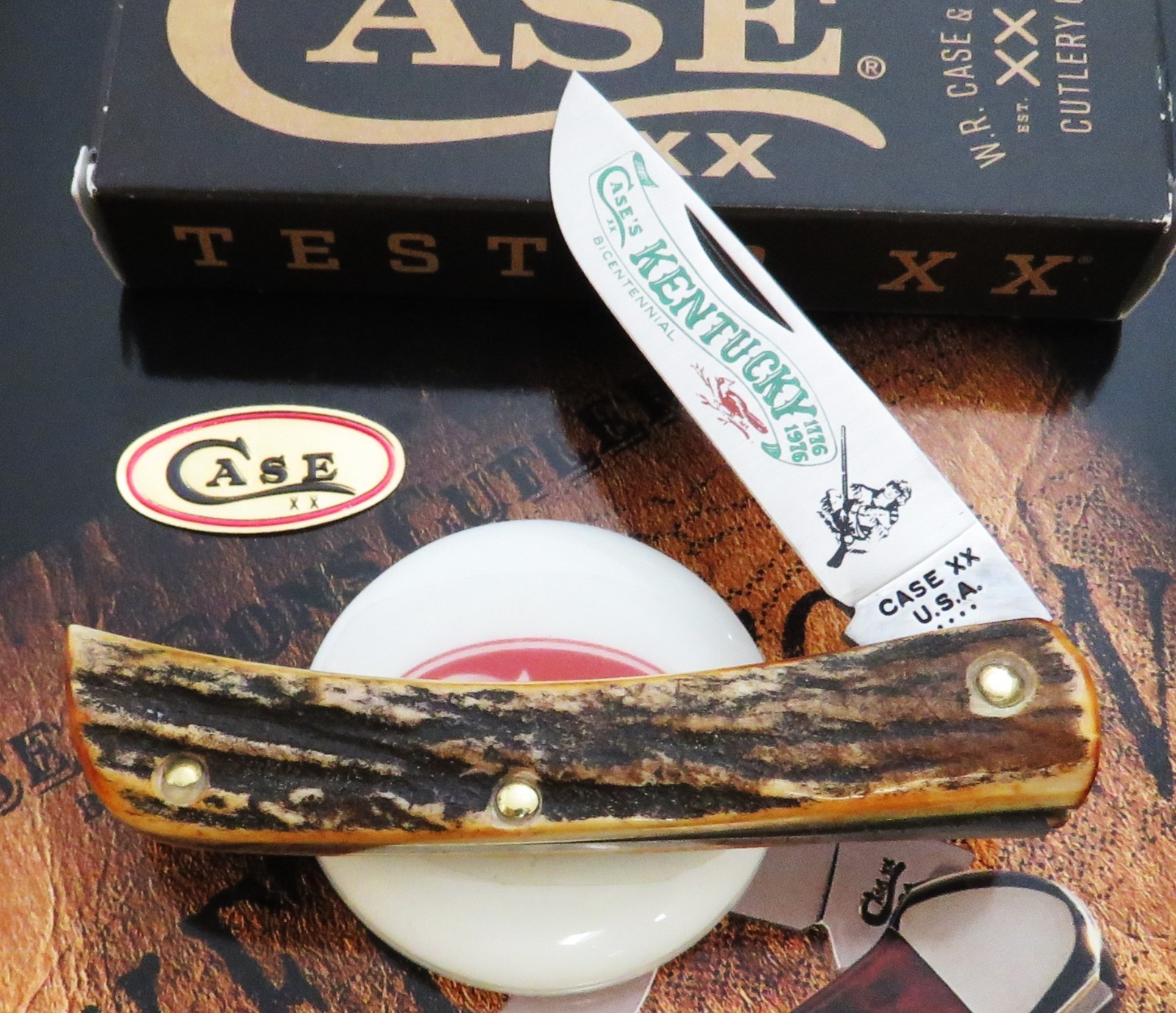 Case XX Stag Sodbuster Jr Knife 1976 Great Stag Kentucky Etch GREAT 1 2 ...