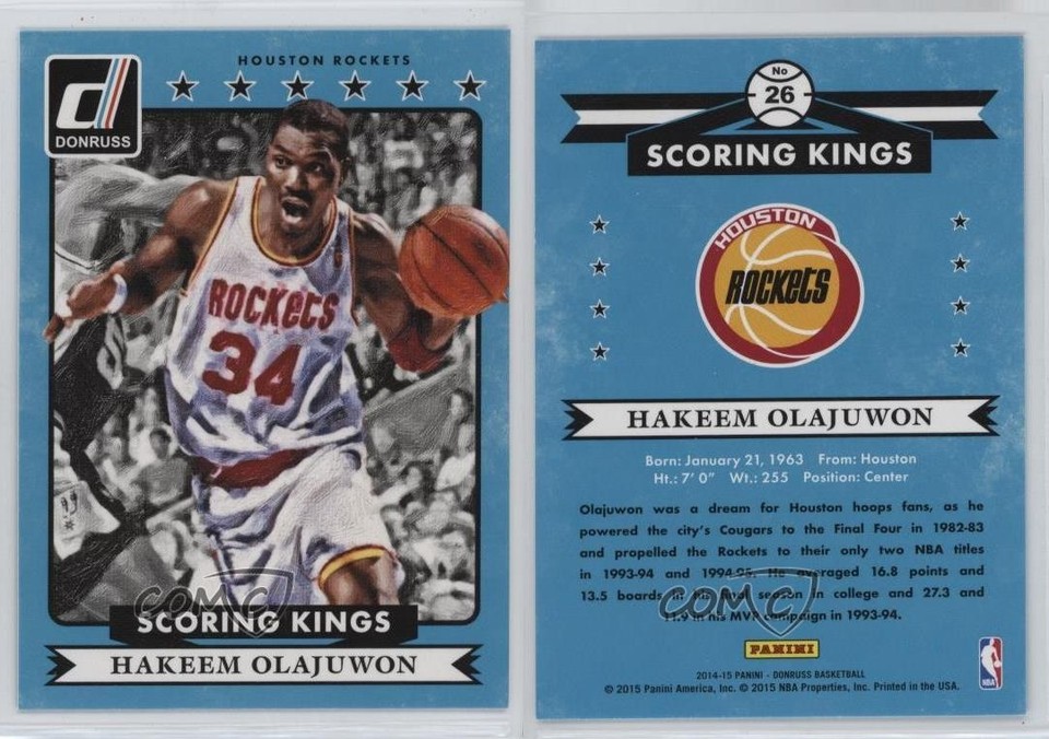 2014-15 Panini Donruss Scoring Kings Hakeem Olajuwon #26 HOF 06z2 | eBay