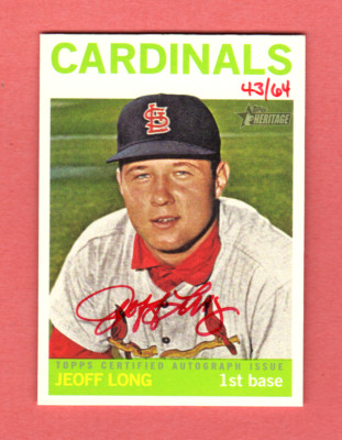 JEOFF LONG 2013 TOPPS HERITAGE REAL ONE AUTOGRAPH ON CARD RED AUTO /64 ...