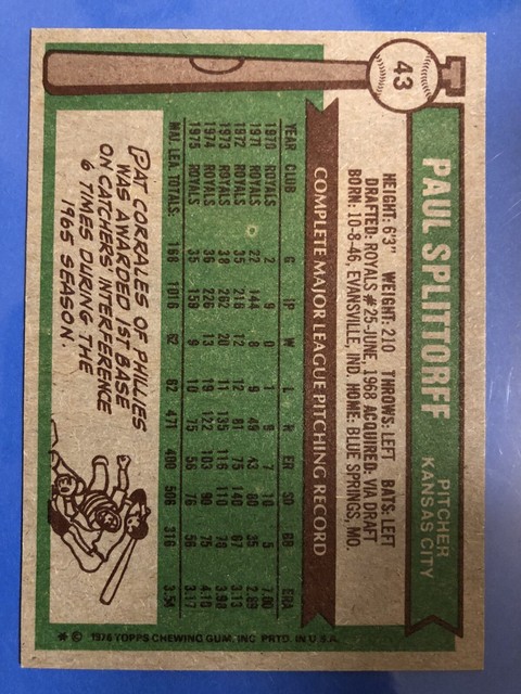 1976 Topps - #43 Paul Splittorff for sale online | eBay