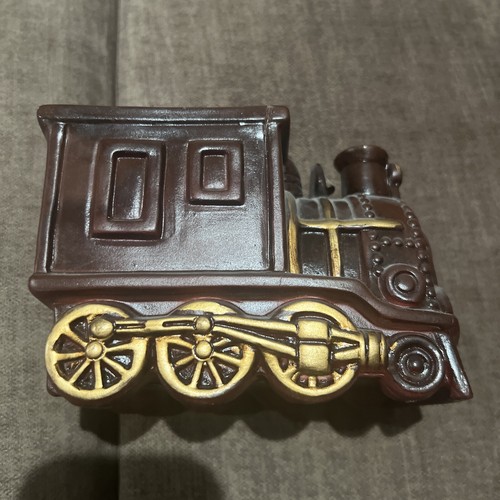 Ceramic PLANTER Locomotive Engine Train Brown With Gold Trim ...