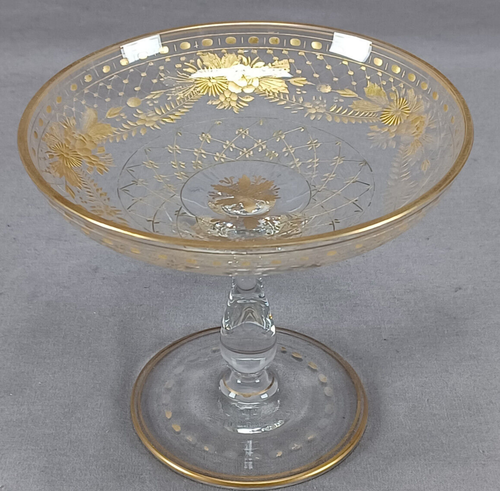 Josephinenhutte Bohemian Intaglio Engraved & Gold Floral 4 3/4 ...