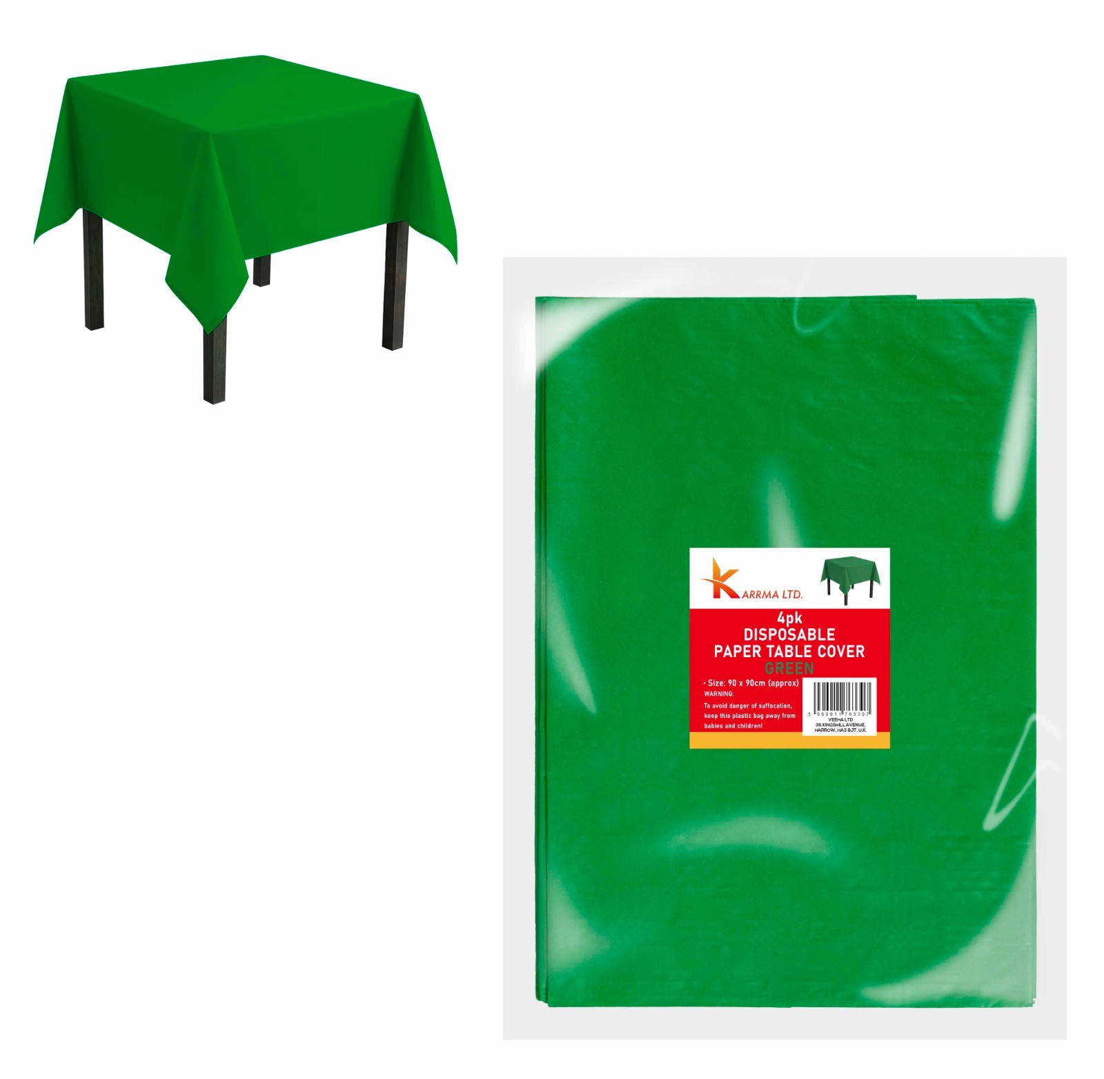 Pack of 4 Disposable Paper Table Covers / Table Cloths - Square 90CM X ...