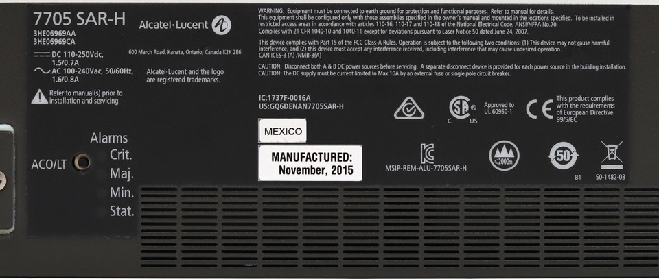 Alcatel Lucent 7705 SAR-H Service Aggregation Router P/N ...