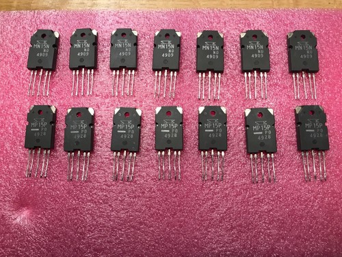 Sanken Power Transistors MN15N and MP15P, 7 pcs ea. Used - Cleaned ...