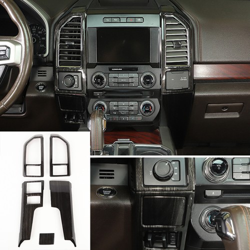 Black Wood ABS Grain Dashboard Central Control Panel Cover For Ford ...