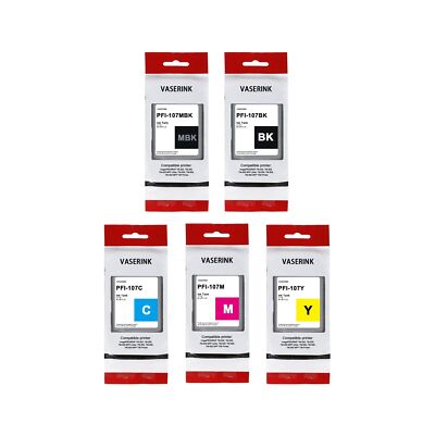 PFI-107 130-ml Full Color Ink Tank Set(5-Pack,Matte Black/Black/Cyan ...