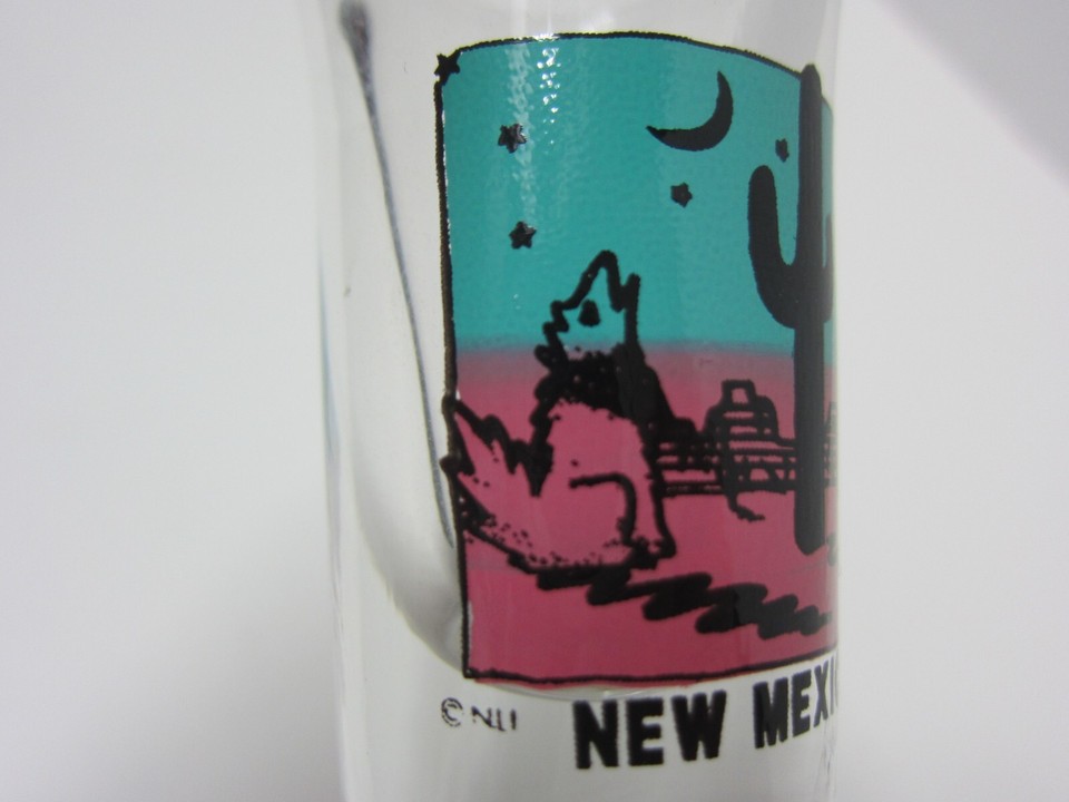 New Mexico Tall Shot Glass Cactus Wolf Design | eBay