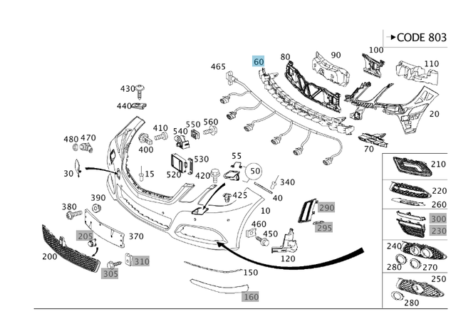 A2128851165 Orig MERCEDES Across Base Carrier Centre Bumper E Class ...