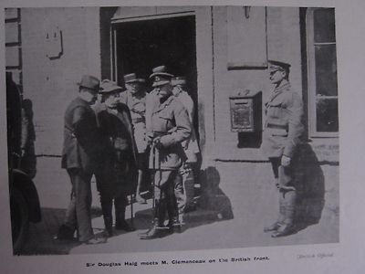 1918 WWI WW1 PRINT ~ SIR DOUGLAS HAIG MEETS M. CLEMENCEAU ON BRITISH ...