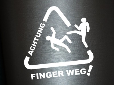 1 x 2 Plott Aufkleber Achtung Finger Weg Warnung Sticker Tuning Auto ...