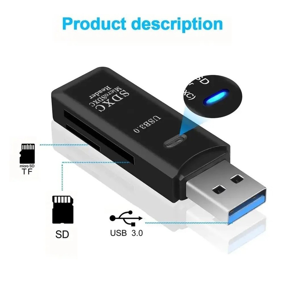 2 In 1 TF SD Card Reader USB 3.0 Micro SD Card To USB Adapter Smart ...