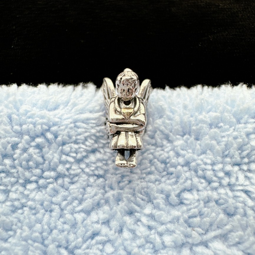 Pre-owned Pandora Silver Core Pipe Two-tone Gold Heart Forest Pixie ...