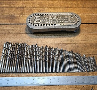 ANTIQUE Standard Tool Co Indexed 1-60 Cast Metal Footed Drill Bit Stand ...