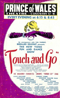 Kaye Ballard "TOUCH and GO" Helen Gallagher / David Lober 1950 London ...