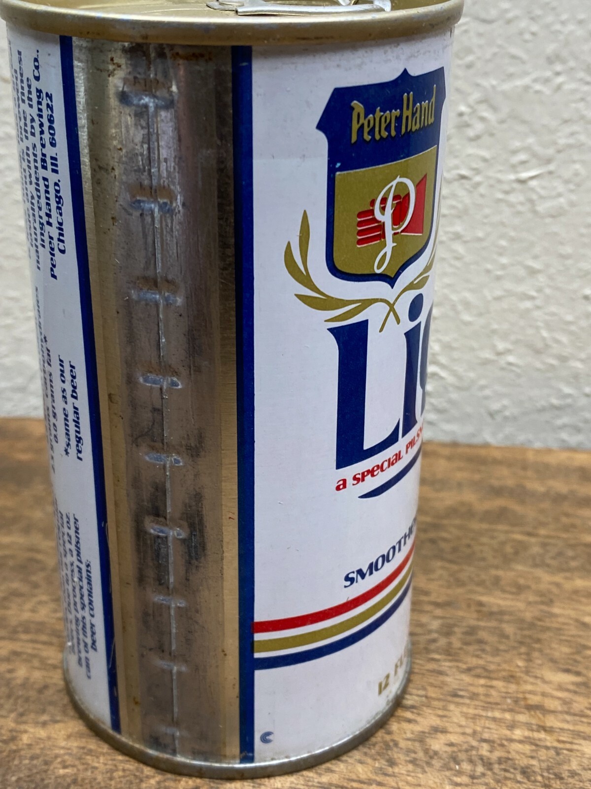 1970s PETER HAND EXTRA LIGHT BEER CAN ~ BOTTOM OPENED ~ CHICAGO ~ STEEL ...