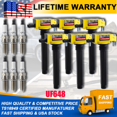 6 Heavy Duty Ignition Coil & NGK Platinum Spark Plug For Jeep Dodge 3 ...