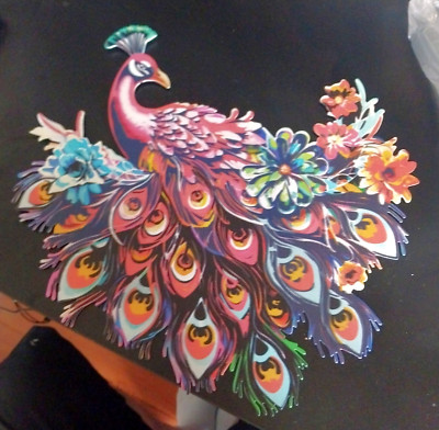 Peacock Lg. Metal 13" Art Inside Wall/Outside Garden/Lawn Colorful | eBay