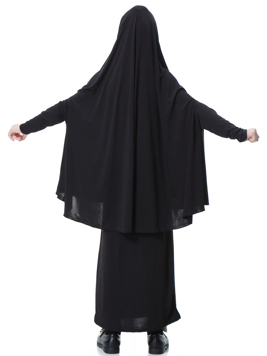 Muslim Girls Skirt Dress Robe Kids Abaya Burka Prayer Khimar Scarf Maxi ...