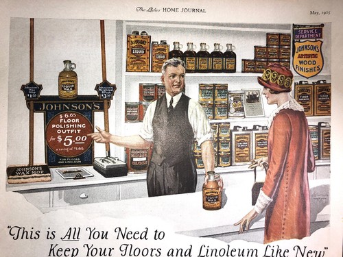 Johnson’s Wax 1925 Ad Pretty Flapper Girl Country Store Display Super ...