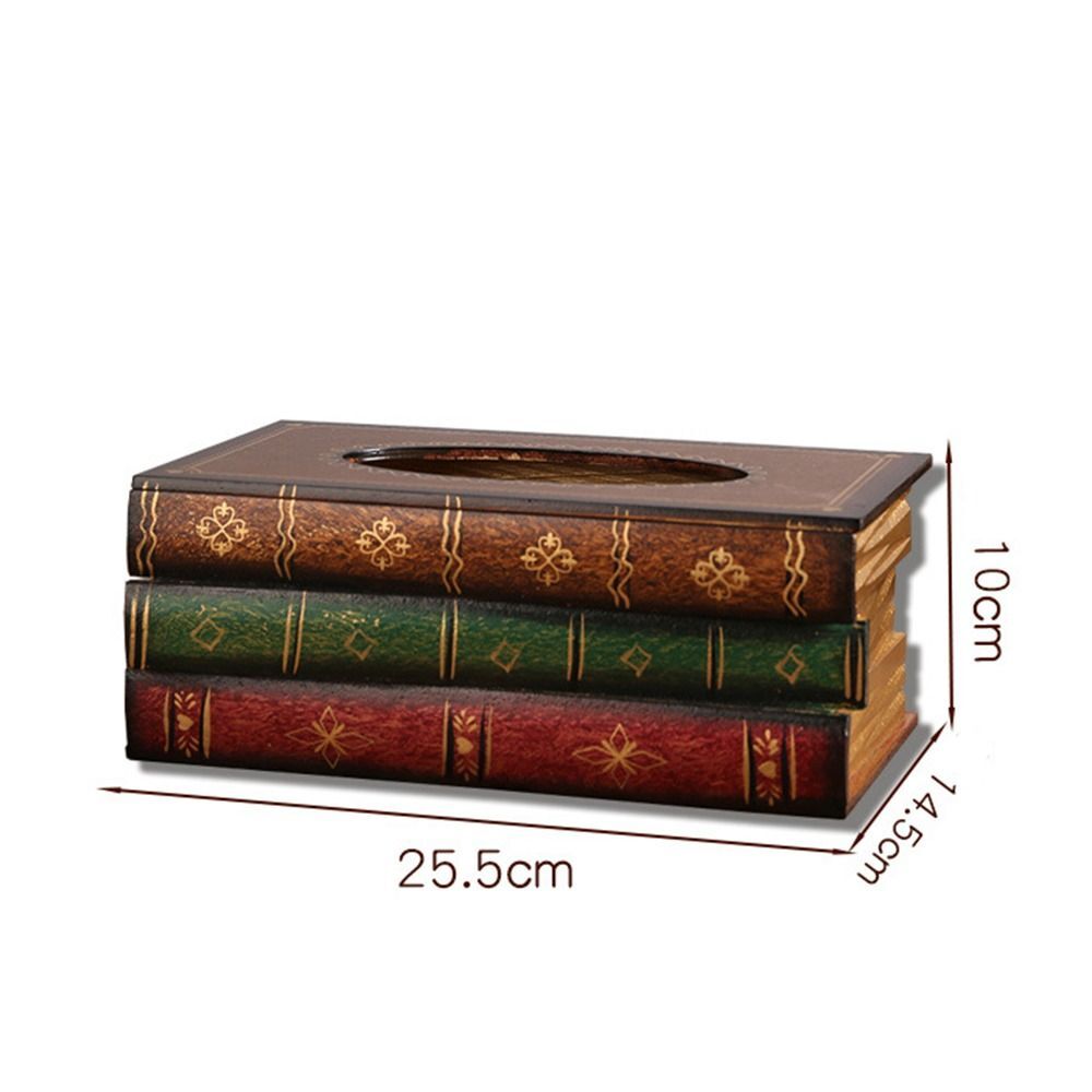 Rectangle Fake Book Tissue Case Wood Napkin Paper Holder | eBay