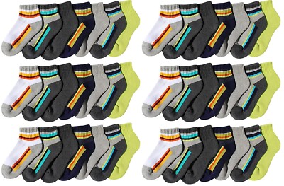 Lot Socks Boys Kids Wholesale New 42 Pairs Ankle Quarter Size 3 4 5 6 7 ...