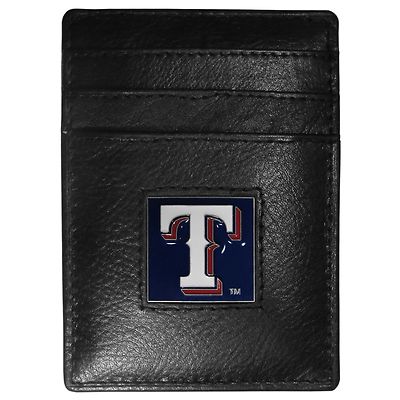 Texas Rangers MLB Fine Grain Leather Cardholder Money Clip Wallet ...