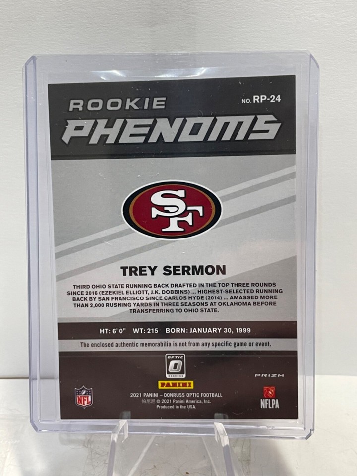 Trey Sermon 2021 Donruss Optic Rookie Phenoms Rookie Patch San ...