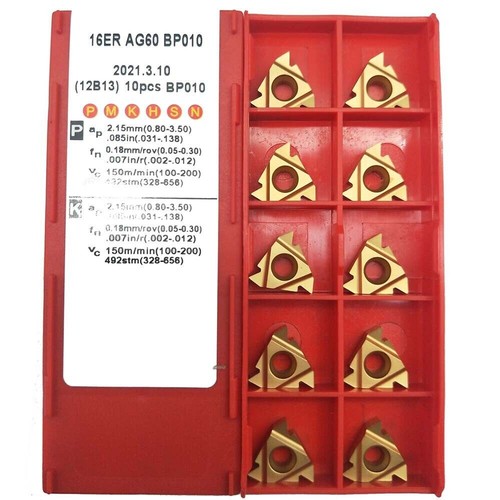 10Pcs 16ER AG60 BP010 3/8" External Threading CNC Carbide Inserts,For ...