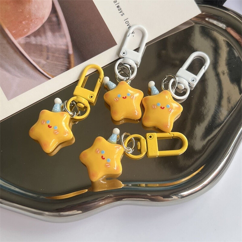 Cute Cartoon Yellow Star Keychain Lovely Pentagrams Keyring Girly Bag ...