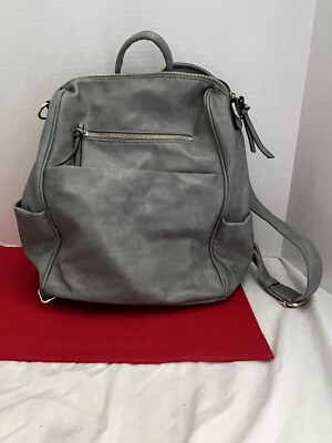 Fashion Backpack Gray 5 Zippers 4 Pockets Adjustable Straps Travel ...