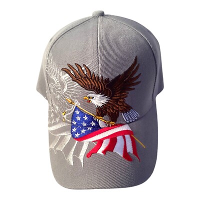Zion Head Wear Group Mens Gray USA Flag Eagle Embroidered Adjustable ...