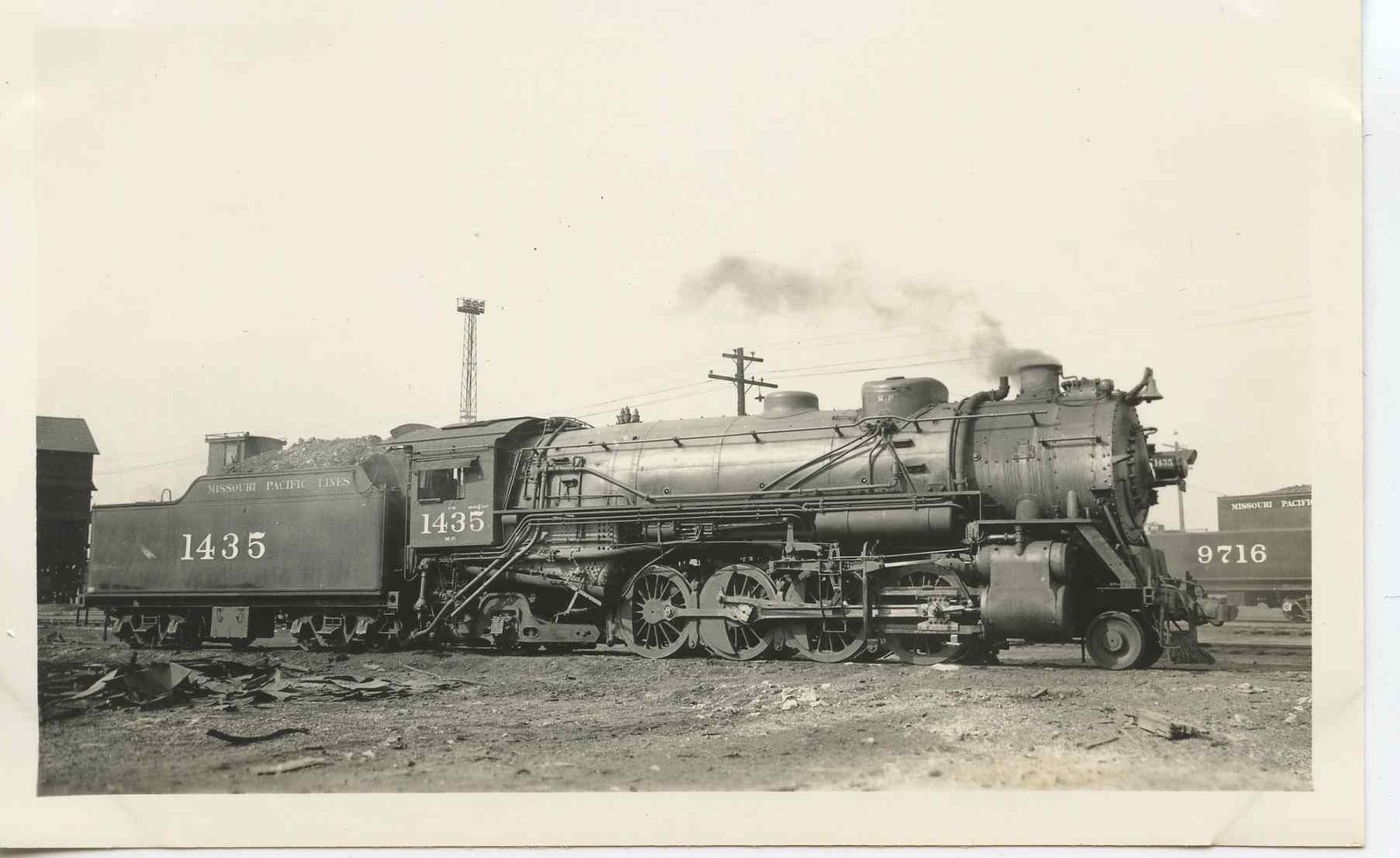 7E646 RP 1934 MOPAC MISSOURI PACIFIC RAILROAD ENGINE #1435 KANSAS CITY ...