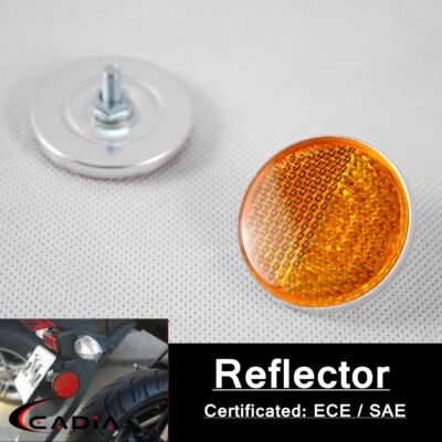 2PCS Car Amber Round Reflector Universal Fits For Motorcycle ATV Dirt ...