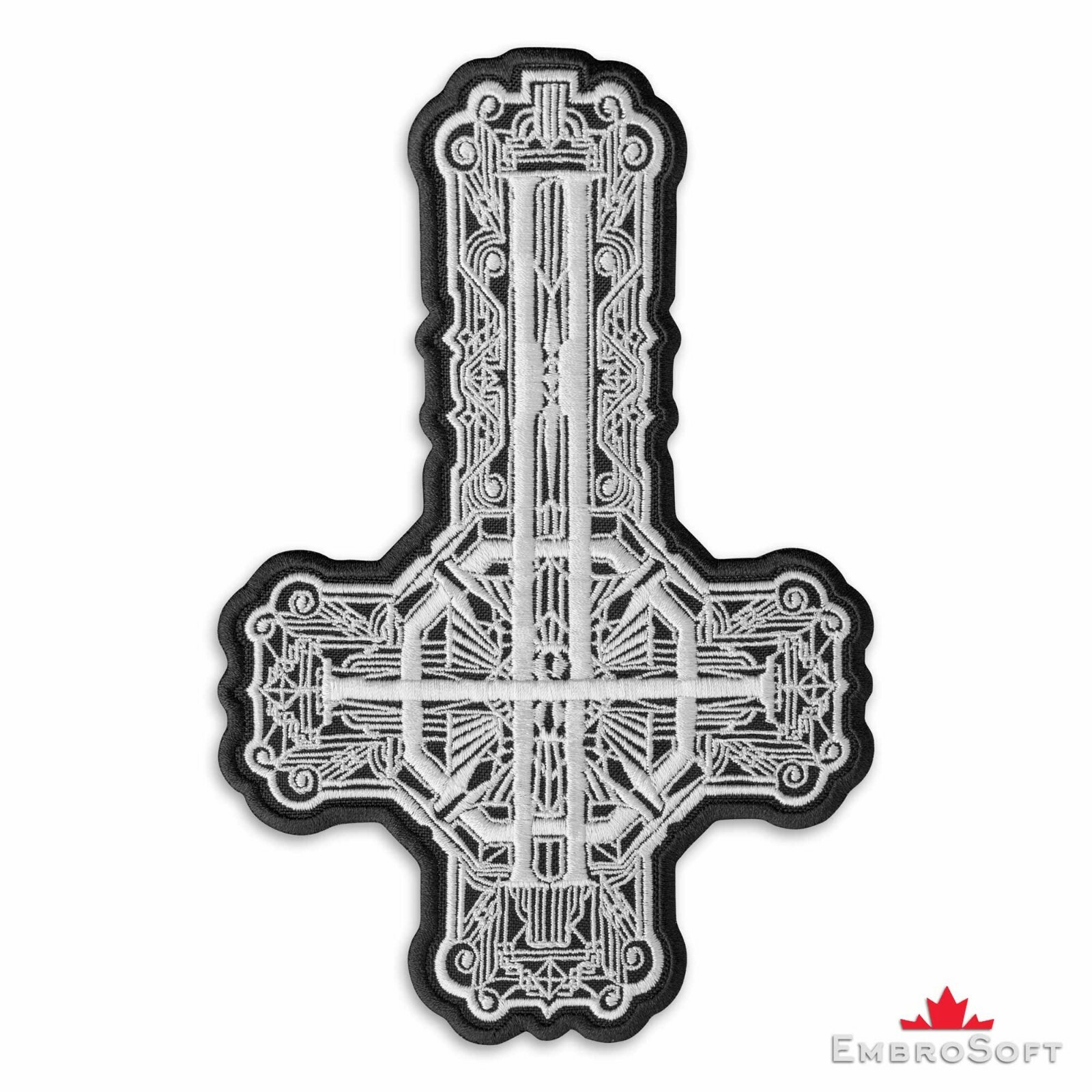 Cross Ghost Papa Emeritus Grucifix LARGE Patch Black White Golden Iron ...