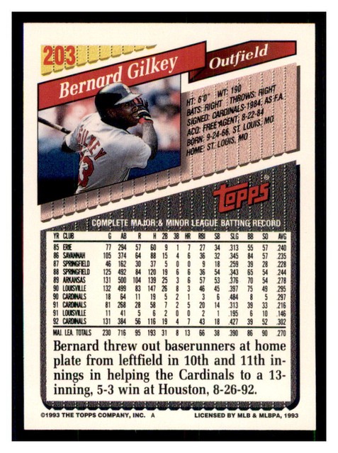 1993 Topps - #203 Bernard Gilkey for sale online | eBay