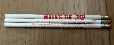 NIXON'S THE ONE! Campaign Pencil Presidential Memorabilia Republican ...