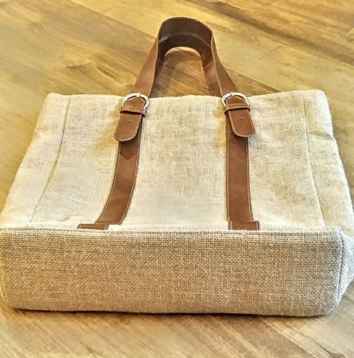 REDUCED ON SALE Taleen Natural Burlap Tote Handbag | eBay