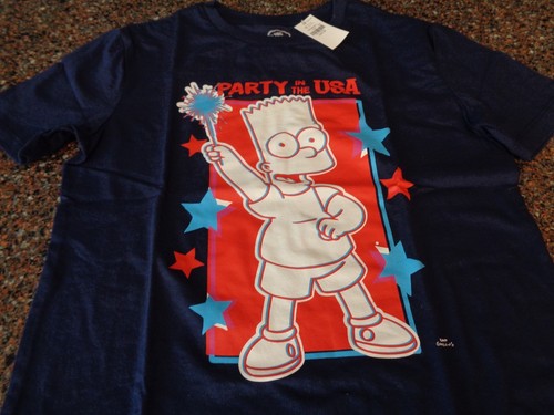 Bart Simpson Party in the USA Patriotic Blue SS T-Shirt YOUTH Large ...