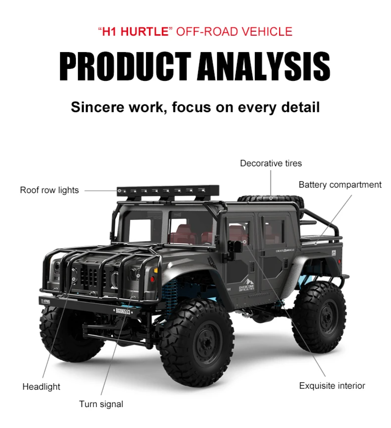 4WD RC Car Jeep Hummer H1 Hurtle Model Q121 Climbing off Road LED Toy 1:12 Scale | eBay