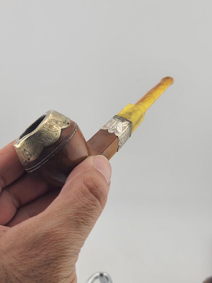 Antique 1940's Magyar Occa Pipe Silver Band Meerschaum Lined w/ Case ...
