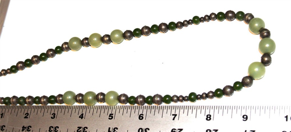 Fantastic sterling silver jade semi precious gemstones beaded Necklace ...