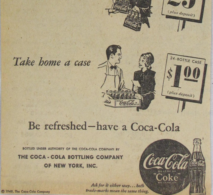 Vintage 1949 COCA COLA Coke Newspaper Print Ad | eBay