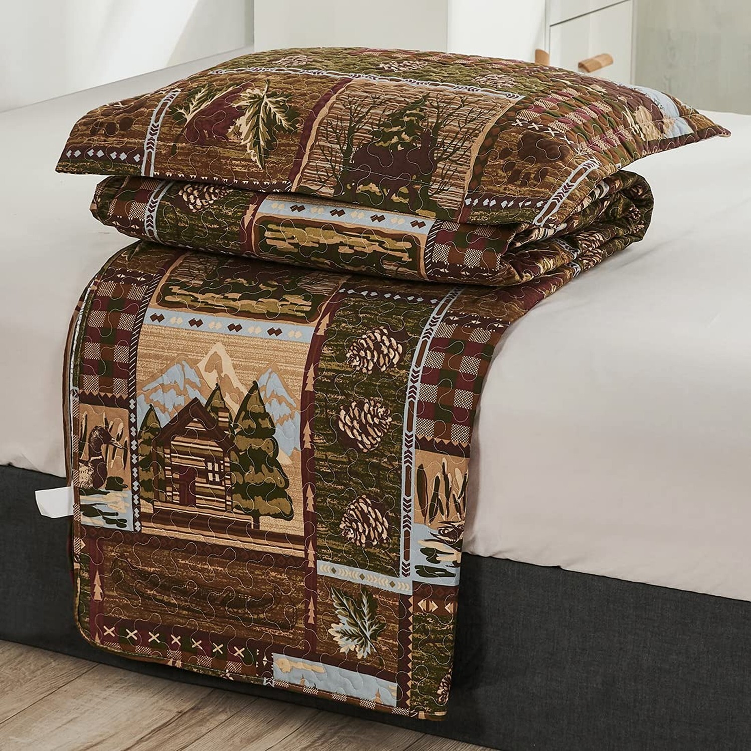 Oliven Cabin Bedding Quilt King Size Lodge Patchwork Quilt Set Rustic ...